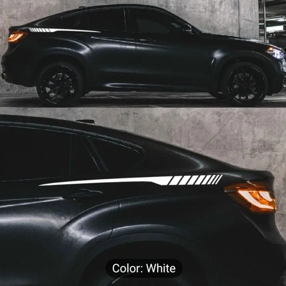 Wall Decor | 2pcs Side Skirt Car Stickers Racing Long Stripe Stickers ...